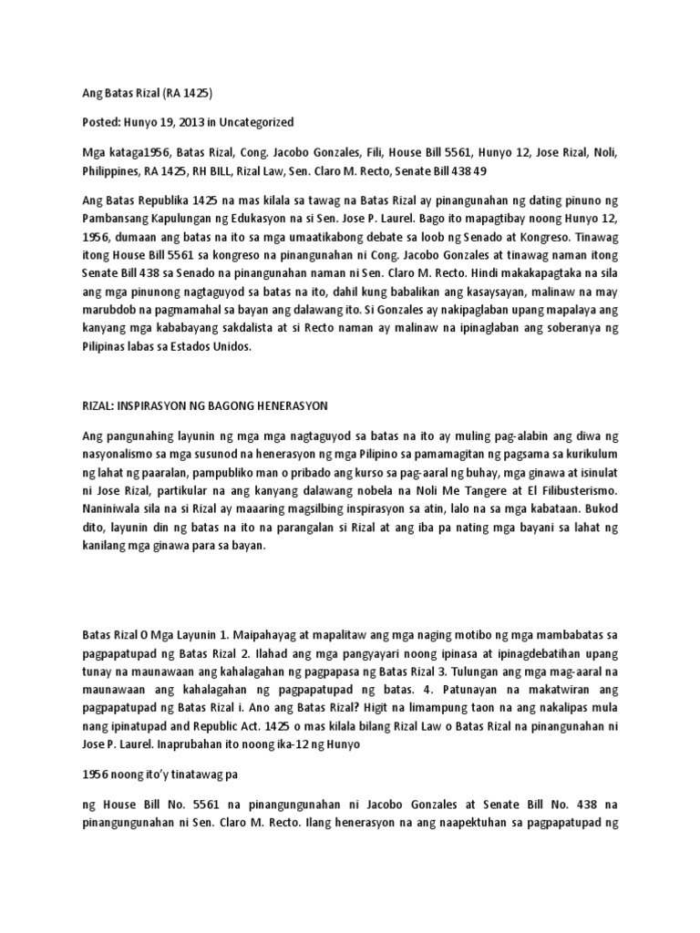 Ang Batas Rizal | PDF