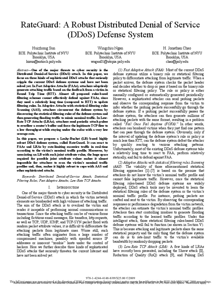 Re Ate Guard | PDF | Denial Of Service Attack | Networking Standards