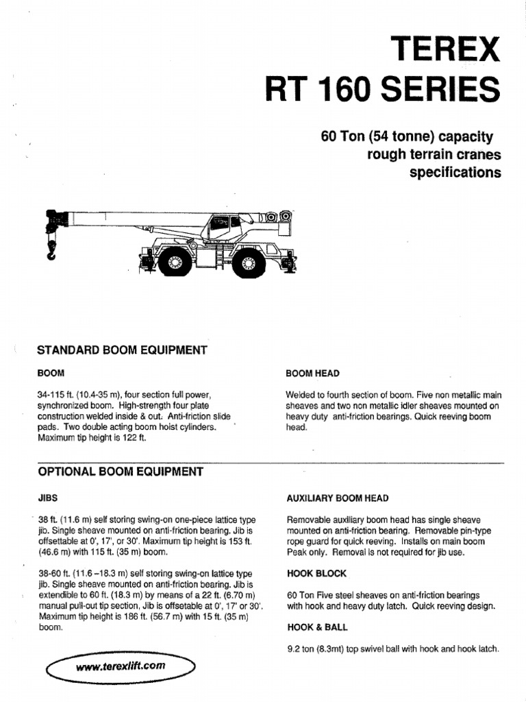 Terex RT160 Load Specs | PDF