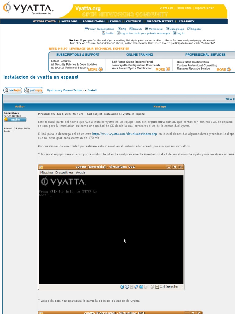 Instalar Vyatta | PDF | Redes de computadoras | Arquitectura de internet