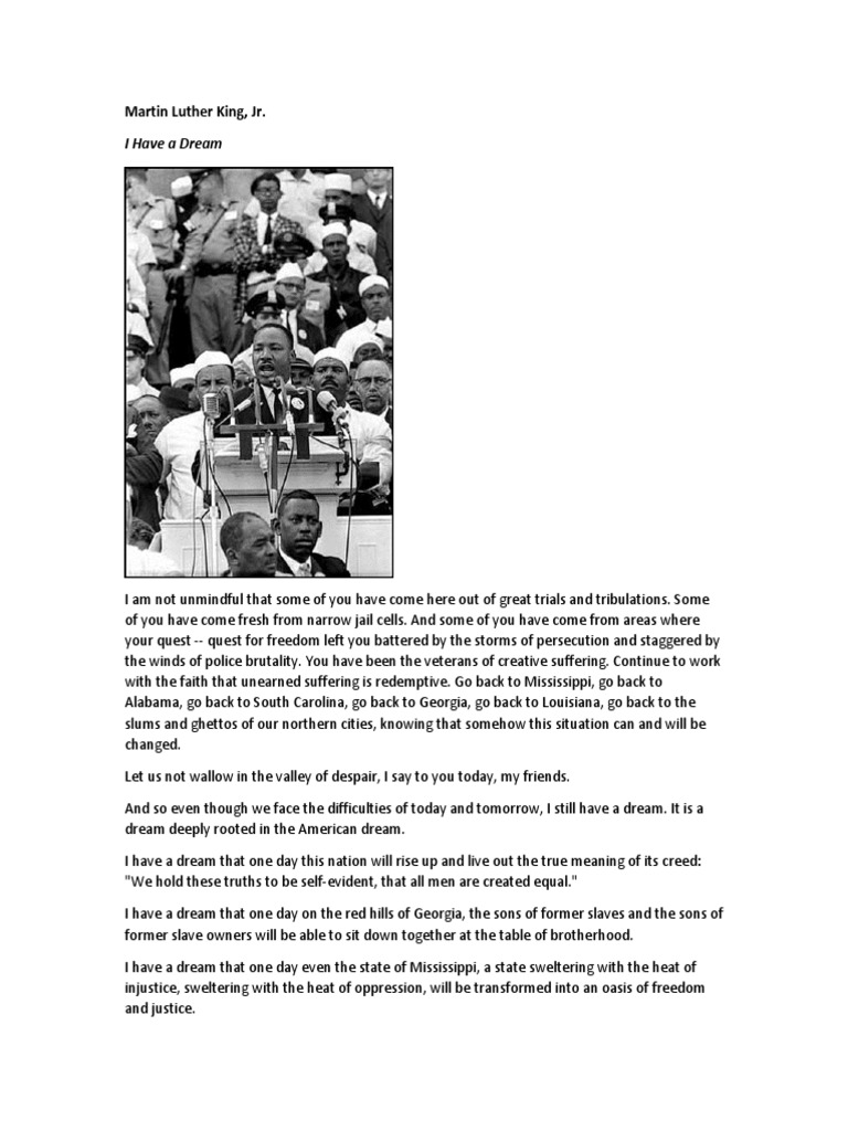 MLK Jr's I Have a Dream Speech | PDF | Religion And Belief