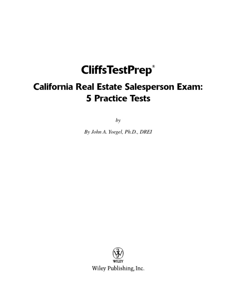 CliffsTestPrep California Real Estate Salesperson Exam 5 Practice Tests ...