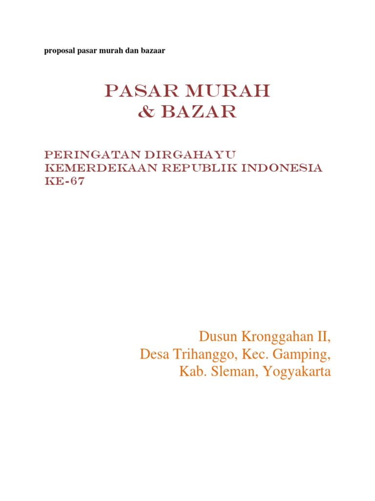 Proposal Pasar Murah Dan Bazaar | PDF