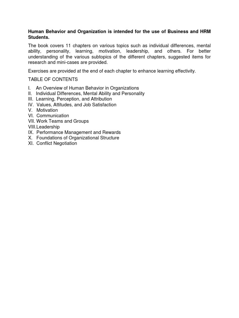 Human Behavior and Organization | PDF