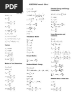 Dynamics Formula Sheet For Classes | PDF | Equations | Mathematical ...