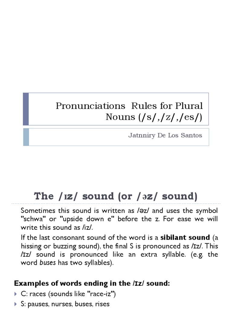 Plural Noun Pronunciation Guide | PDF