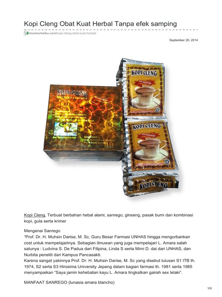 Kopi Cleng Obat Kuat Herbal Tanpa Efek Samping | PDF