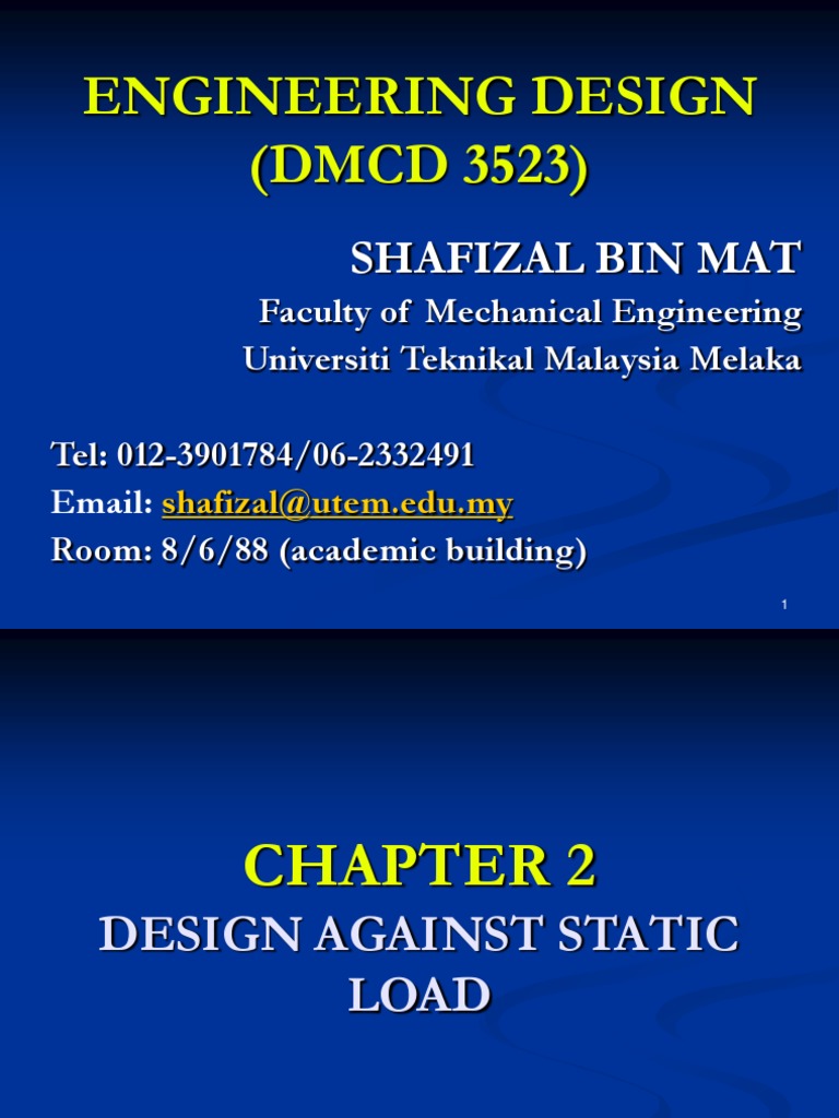 Engineering Design CHAPTER 2design Against Static Load | PDF | Bending ...