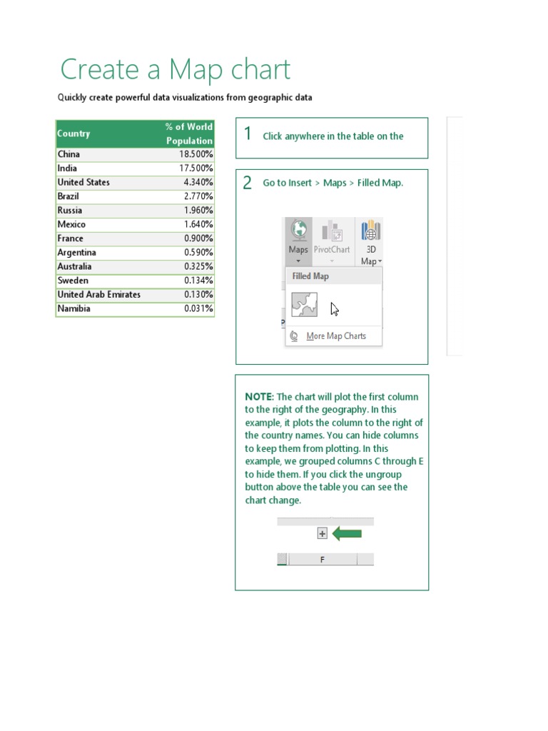 Create A Map Chart: Country % of World Population | PDF