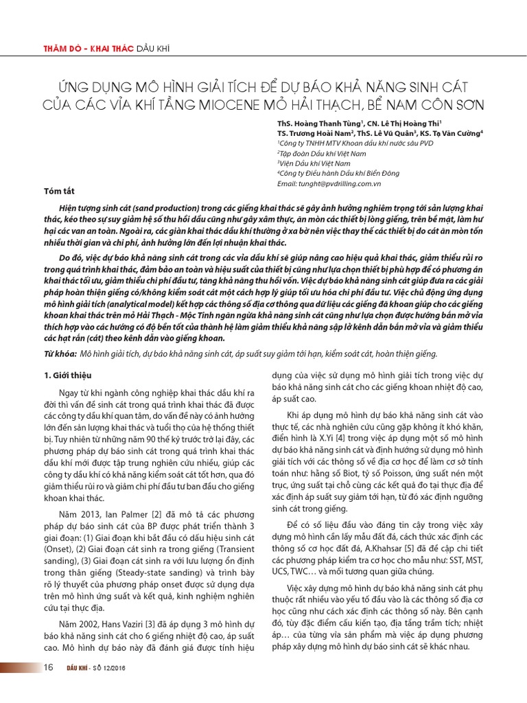 Utilising Analytical Model For Sanding Prediction of Gas Reservoir in ...