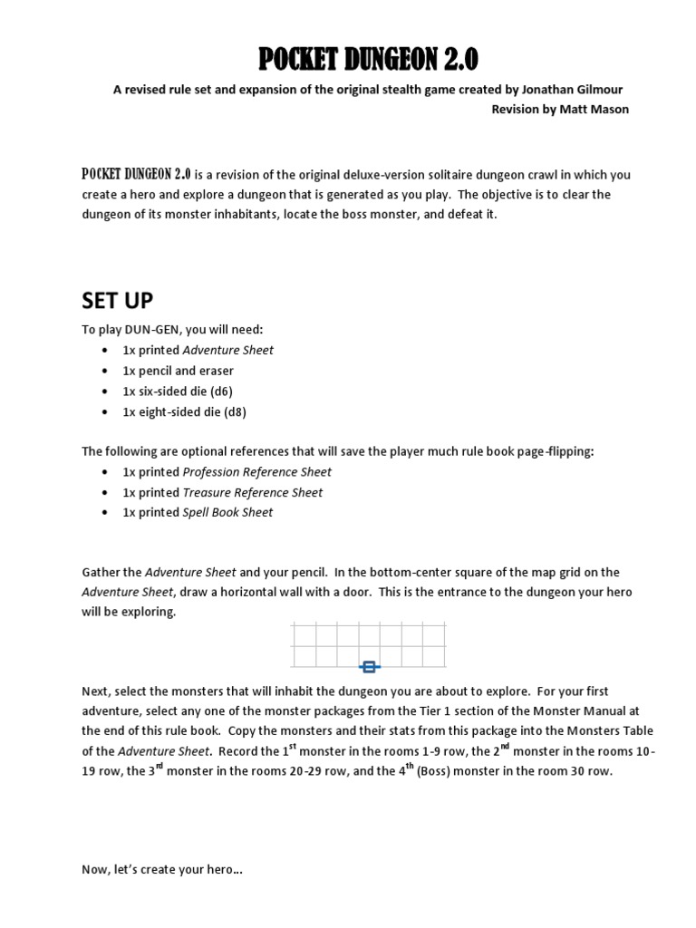 Pocket Dungeon 2.0 Rule Set | PDF | Fantasy | Leisure