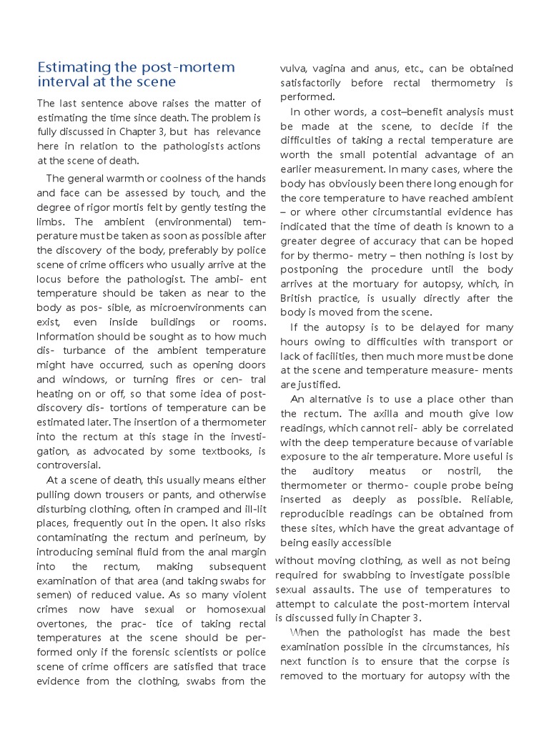 Estimating The Post-Mortem Interval at The Scene | PDF | Autopsy ...