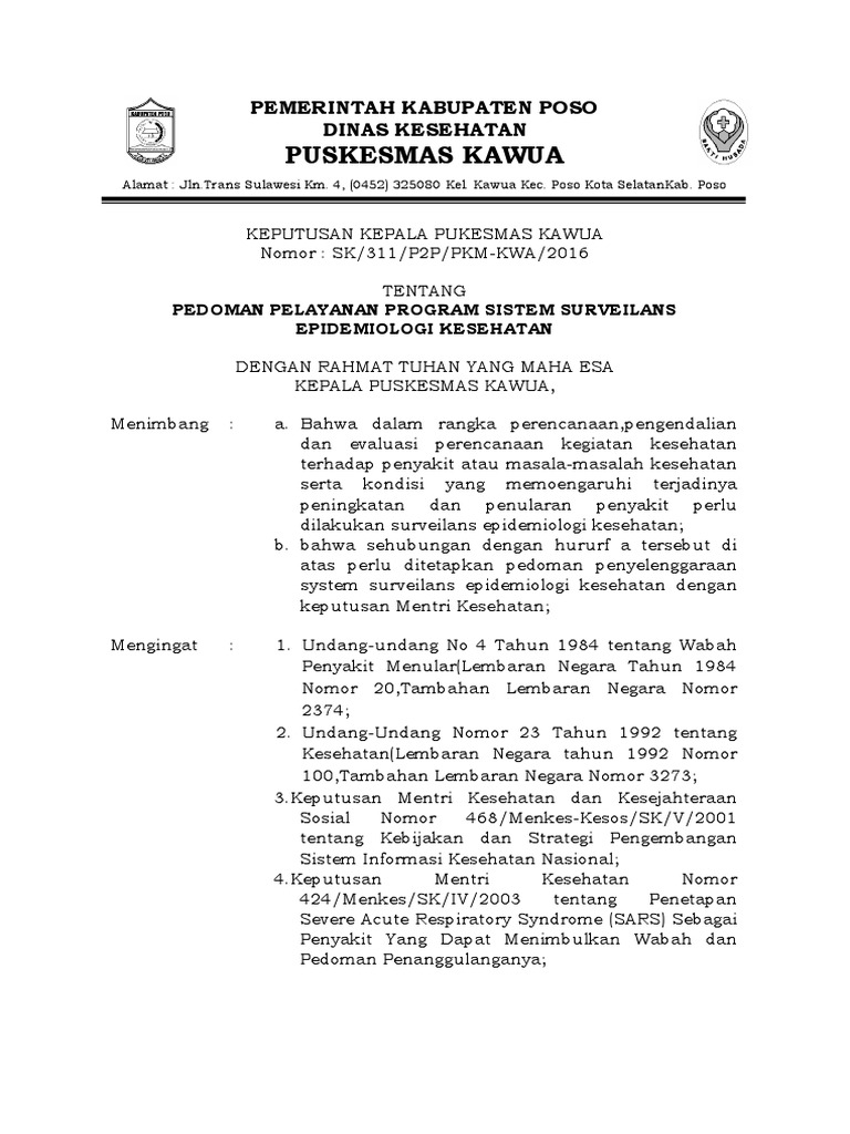 Pedoman Program Surveilans | PDF