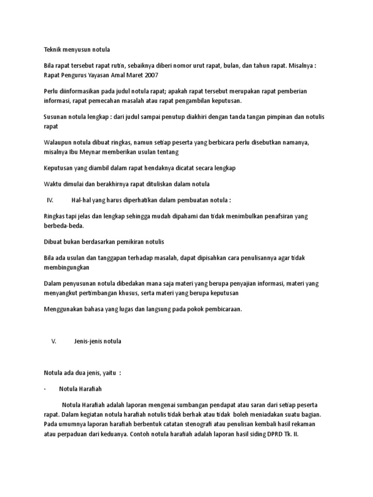 Teknik Penyusunan Notula Rapat | PDF | Bisnis