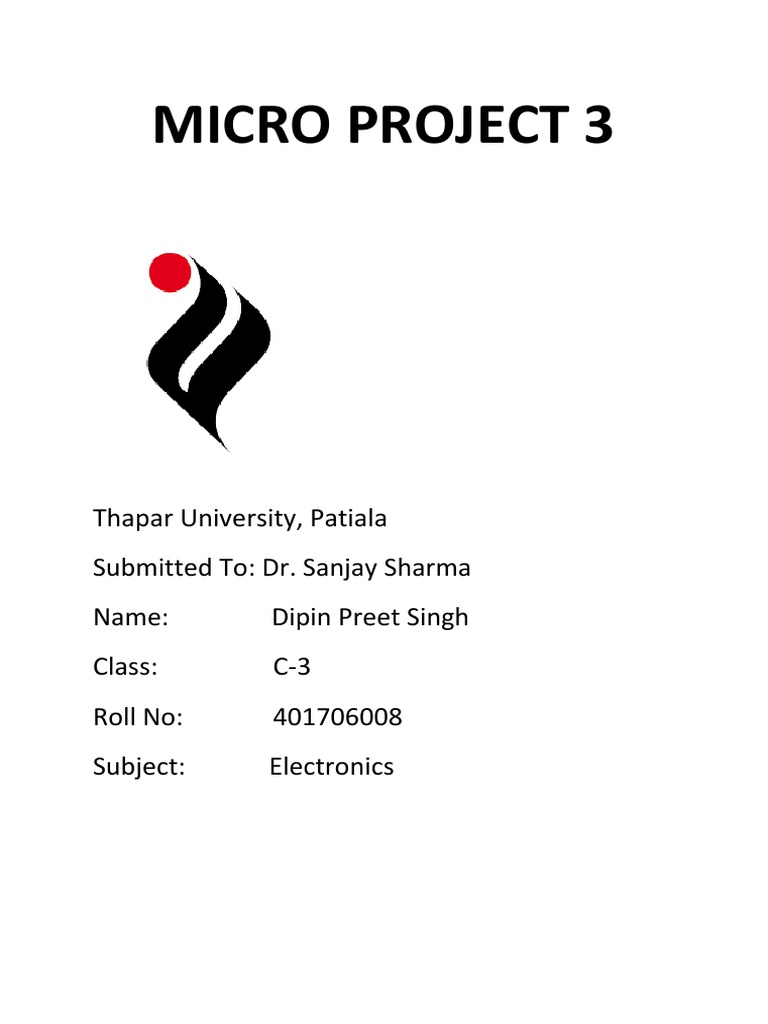 Micro Project 3 | Download Free PDF | Electronic Circuits | Electricity