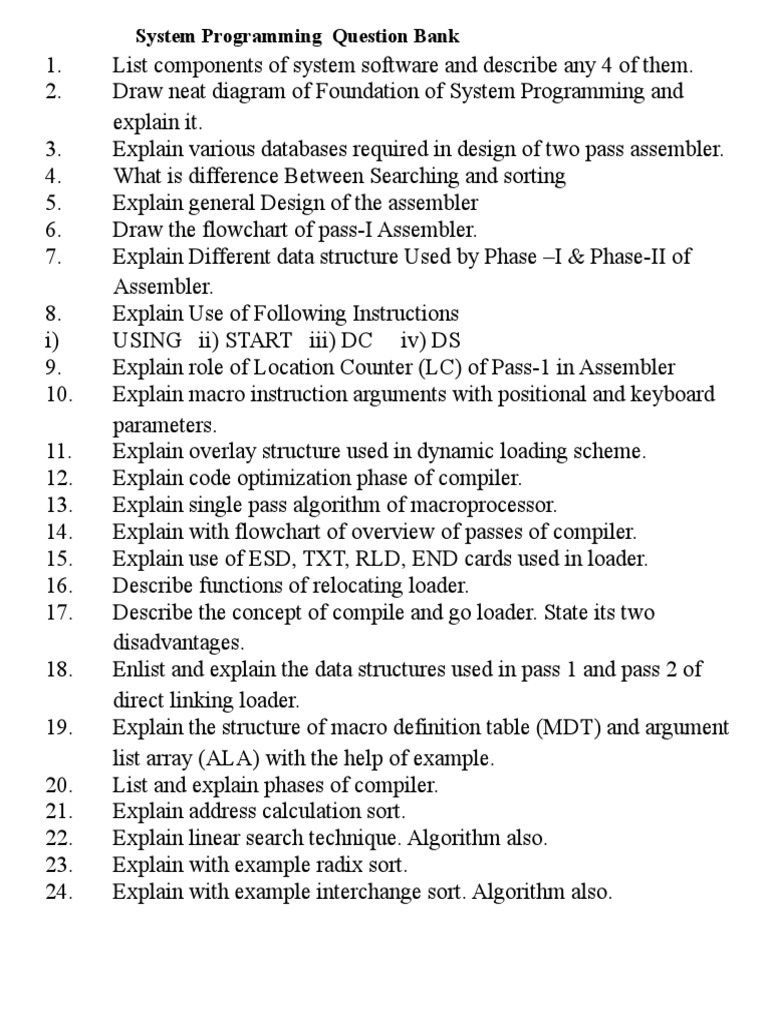 System Programming Question Bank-W14 | PDF