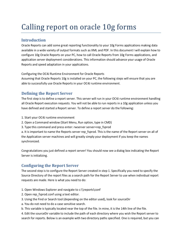 Calling Report On Oracle 10g Forms | PDF | Oracle Database | Password
