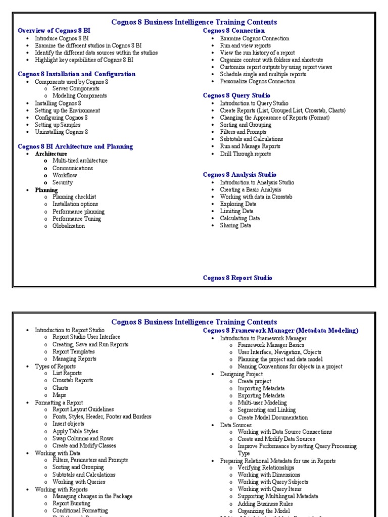 Cognos 8 Bi Contents Pdf Metadata Relational Database
