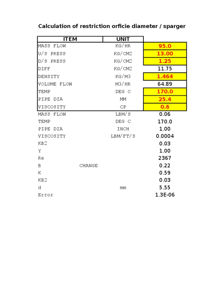 Restriction Orifice Diamater Calculation | PDF