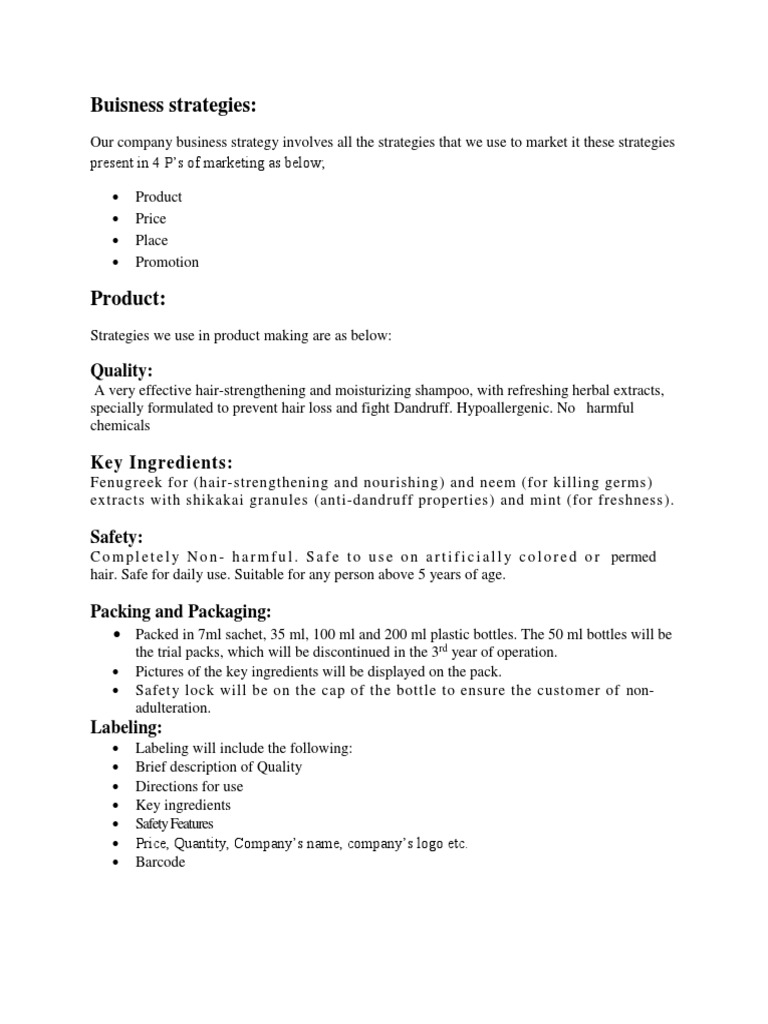 Buisness Strategies For Shampoo Project | PDF | Retail | Warehouse