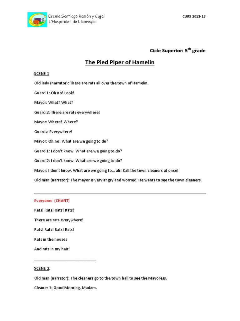 The Pied Piper of Hamelin Script | PDF | Leisure