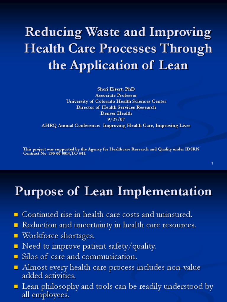 Reducing Waste and Improving Health Care Processes Through The ...