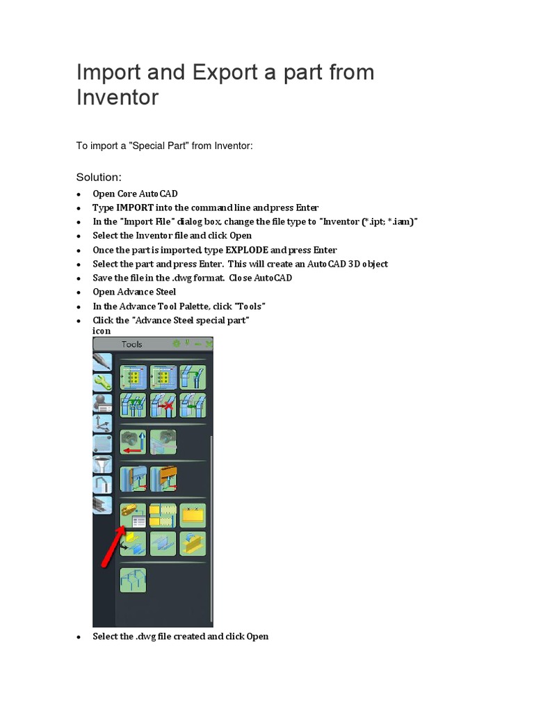 Import and Export A Part From Inventor | PDF