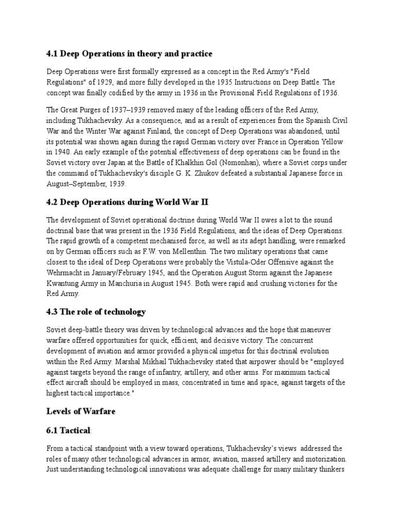 4.1 Deep Operations in Theory and Practice | PDF | Red Army | Combined Arms