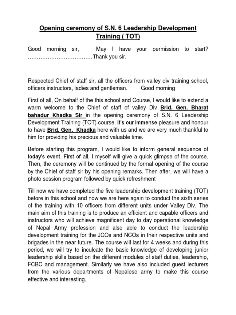 S.N. 6 Leadership Training Ceremony | PDF | Career & Growth | Business
