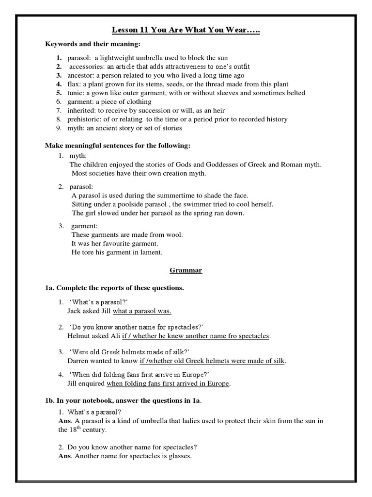 Lesson 11 You Are What You Wear | PDF | Umbrella | Clothing