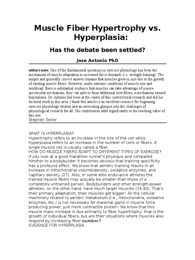 Muscle Hypertrophy Vs Hyperplasia | PDF | Muscle Contraction | Muscle