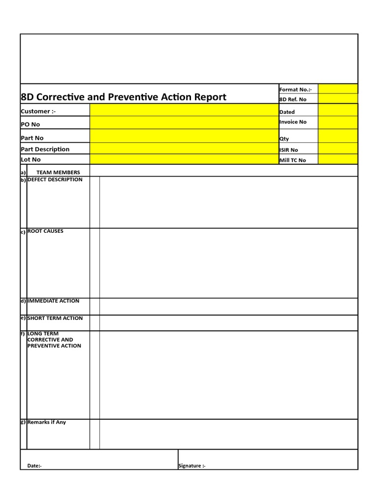 8D Corrective Action Reports | PDF