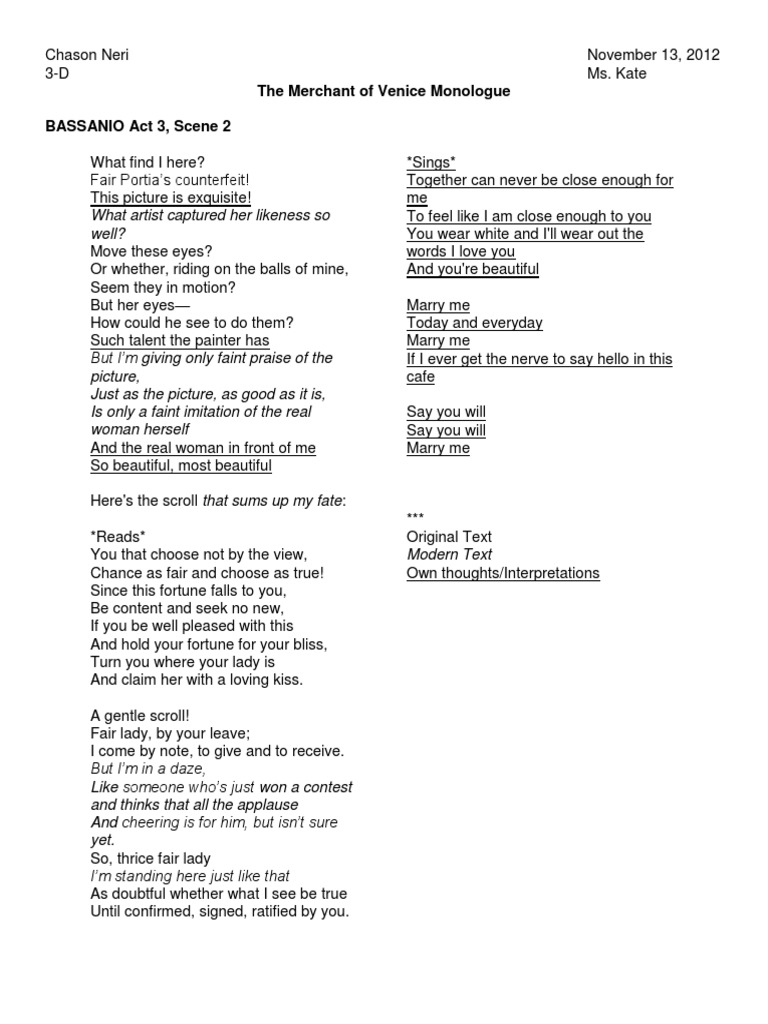 Shakespeare Monologue | PDF