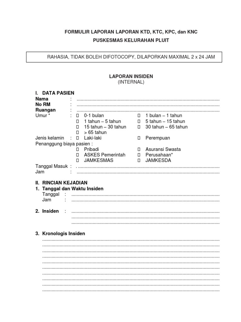 Formulir Laporan KTD KTC KNC Dan KPC | PDF | Hukum | Teknologi & Rekayasa