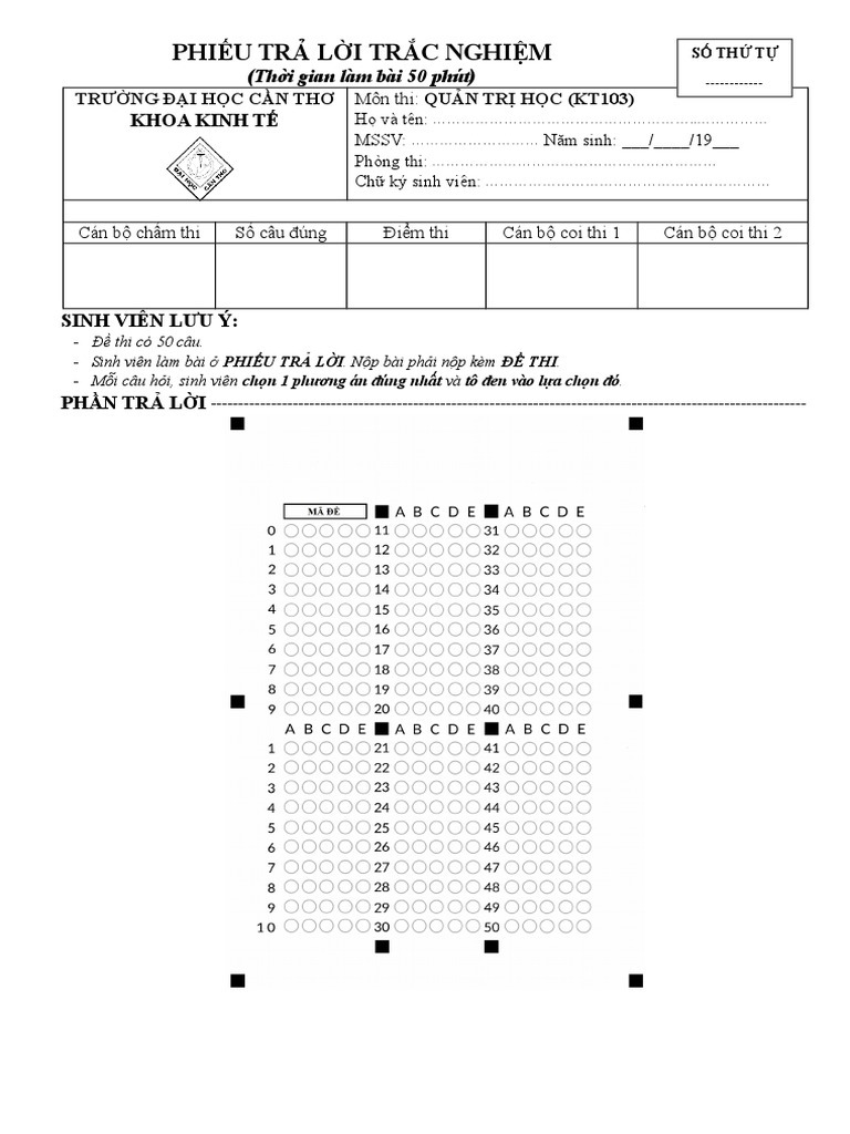 Phieu Tra Loi - Pham Mem Tnmaker | PDF