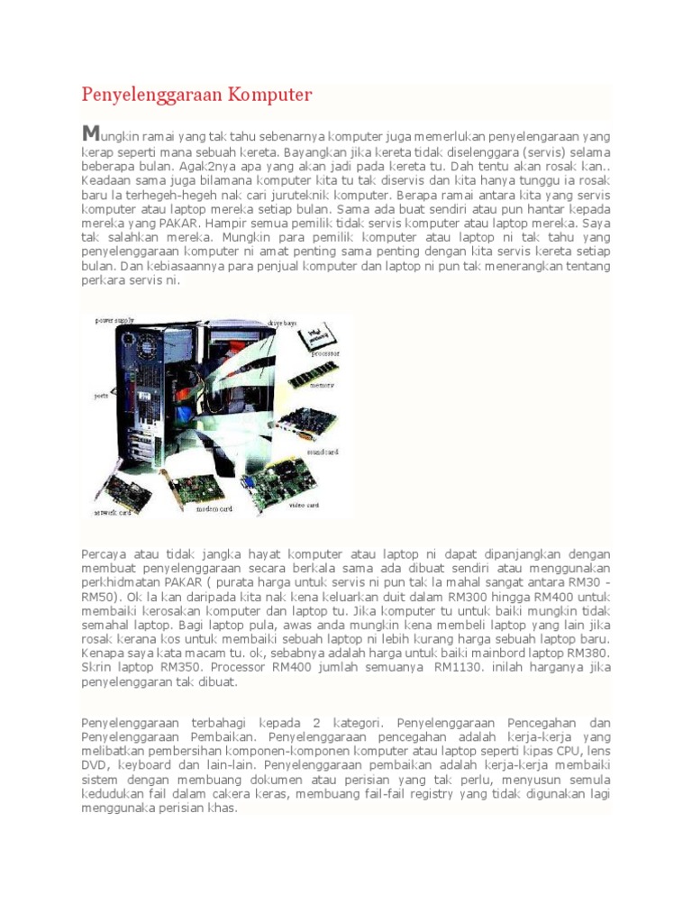 Penyelenggaraan Komputer 1 | PDF
