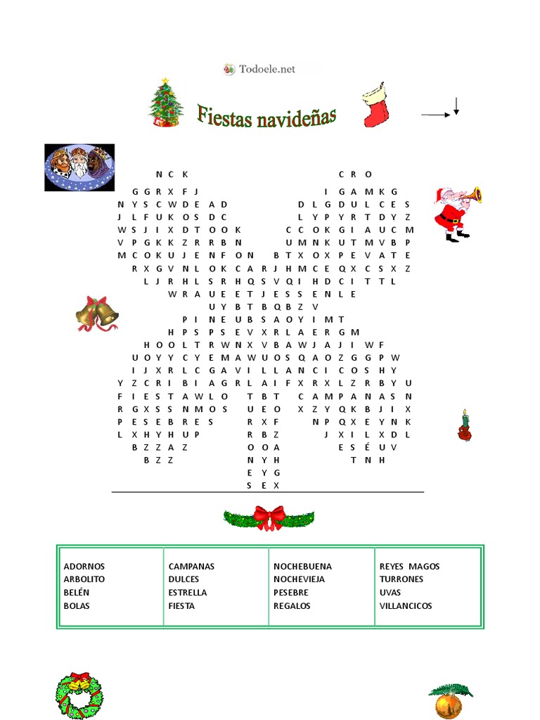 Sopa de Letras Navideñas para Imprimir | PDF