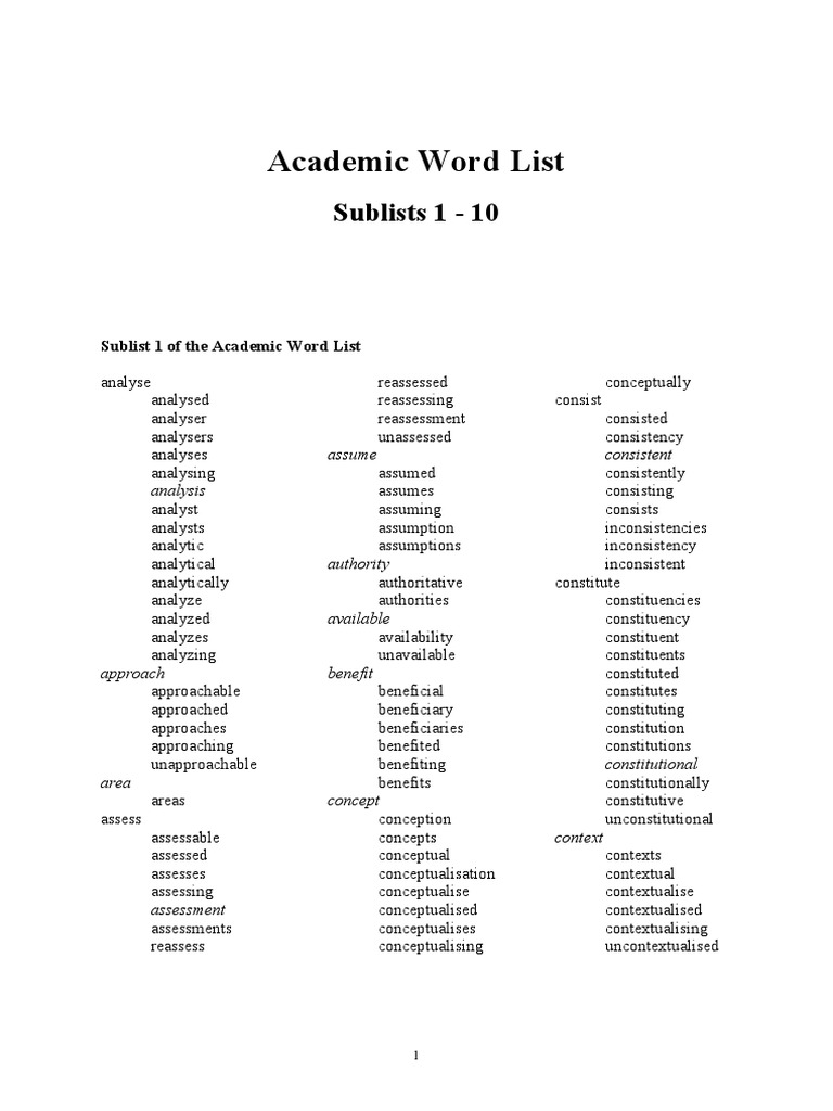 Lesson 1 Academic Word List PDF | PDF | Hypothesis | Evaluation