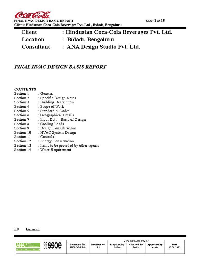 Hvac DBR Coca Cola | PDF | Duct (Flow) | Air Conditioning