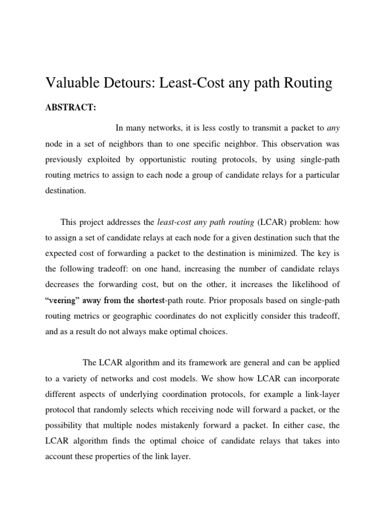Valuable Detours Least-Cost Any Path Routing | PDF | Routing ...