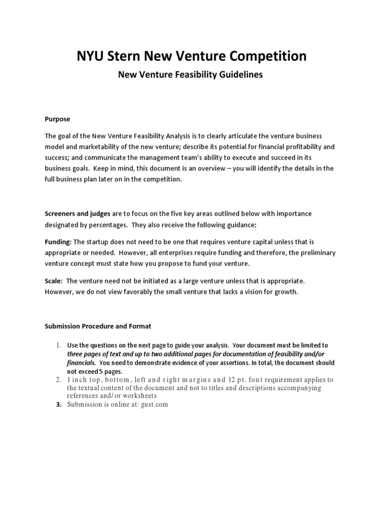 NYU Stern New Venture Guidelines | PDF | Venture Capital | Corporate ...