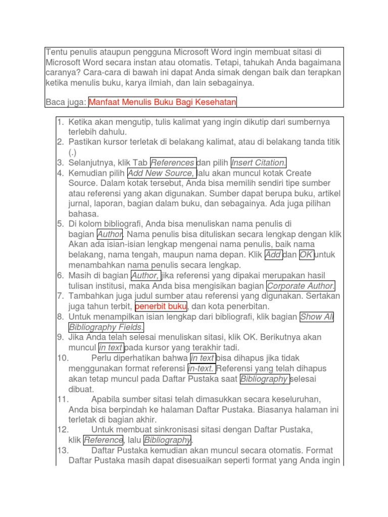 Cara Menulis Sitasi | PDF
