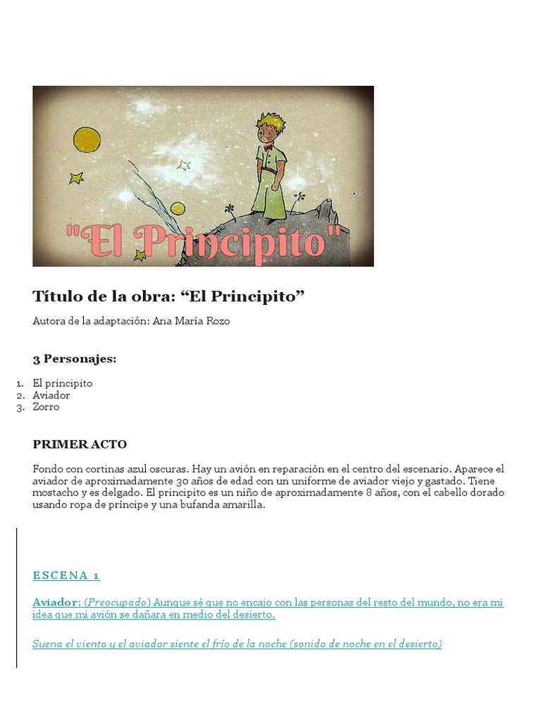 Título de La Obra El Principito | El Principito | Ocio