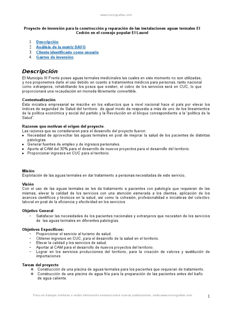 Proyecto Termal El Cedrón | PDF | Turismo | Cuba