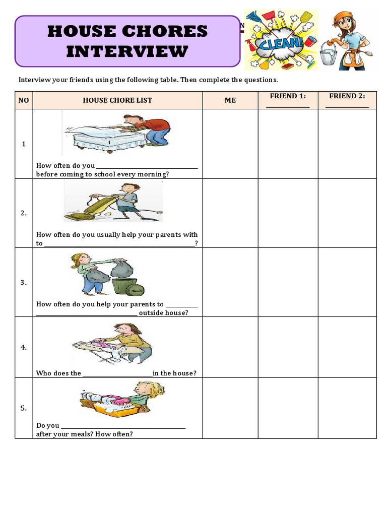 House Chores: Speaking & Listening Guide | PDF