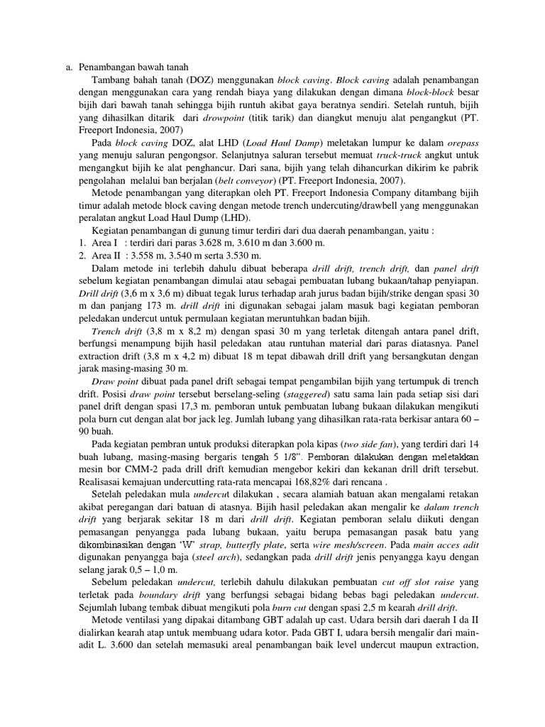 Metode Penambangan Block Caving | PDF