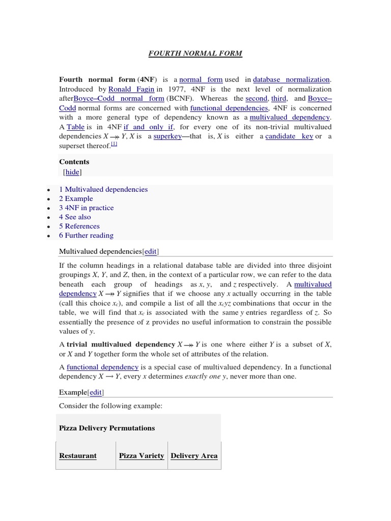 Fourth Normal Form | PDF | Data Management | Databases