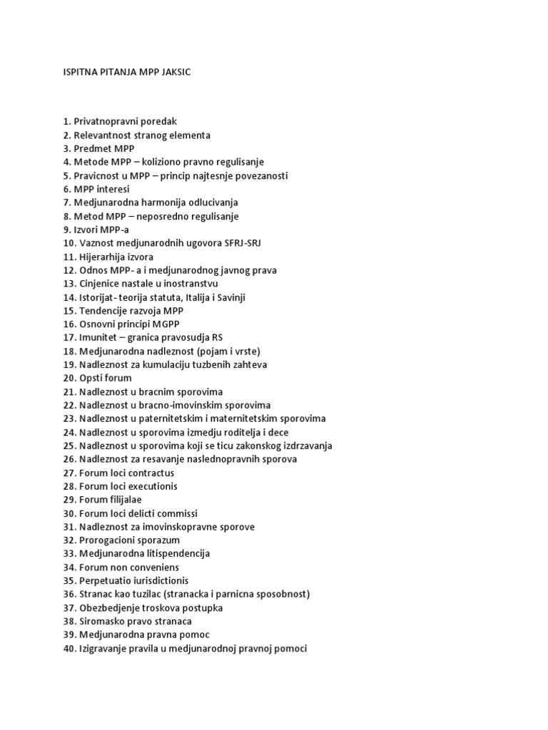 MPP Ispitna Pitanja Jaksic | PDF