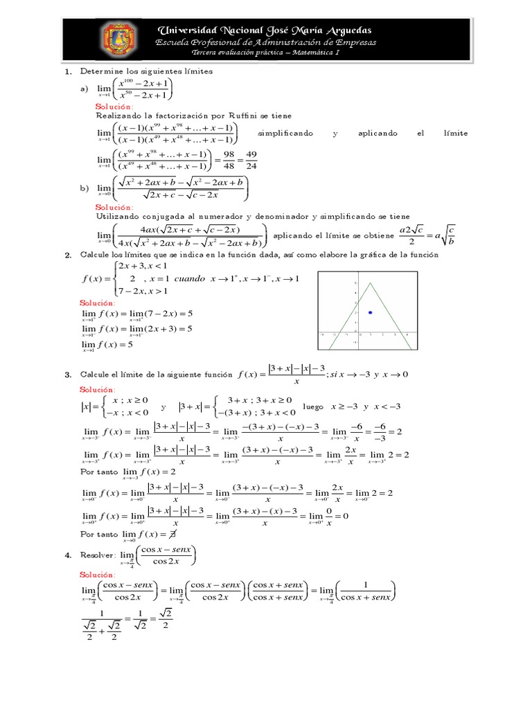 Tercer Parcial Matematica I Solucionario | PDF | Enseñanza de matemática | Análisis matemático
