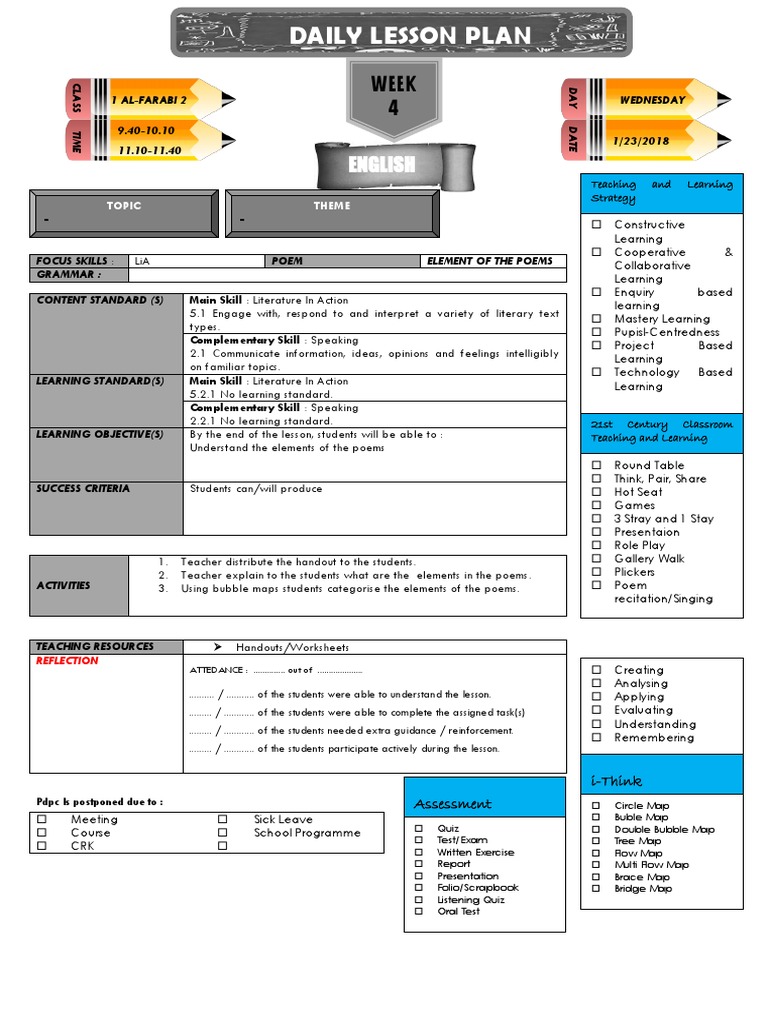 Daily Lesson Plan - Form 1 | PDF | Lesson Plan | Sharing